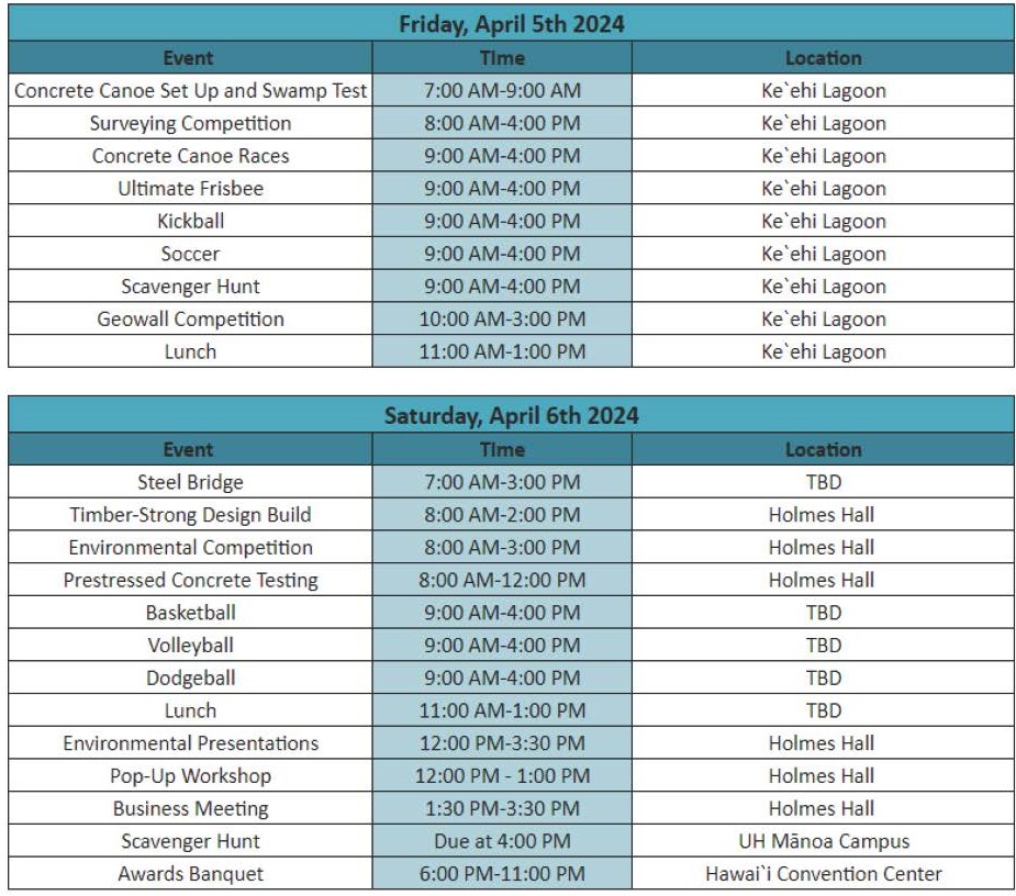 Schedule – Pacific Southwest